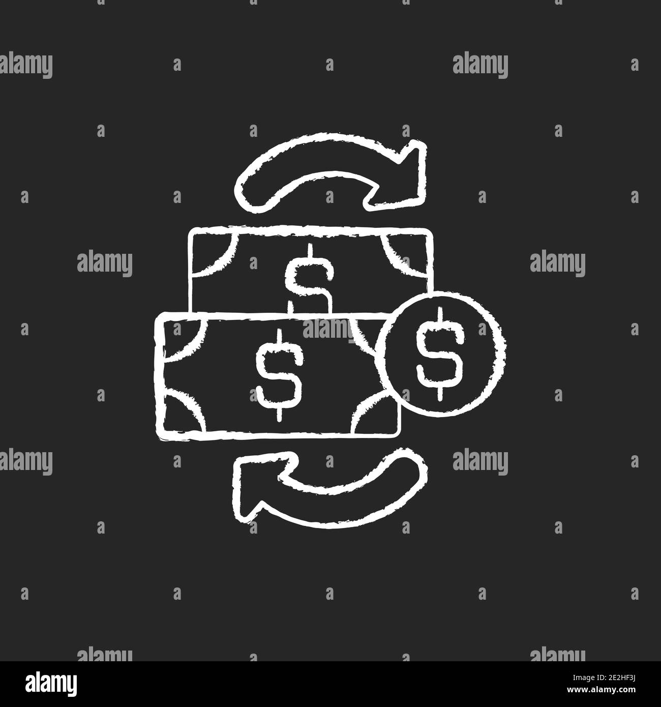 Financial transactions chalk white icon on black background Stock ...
