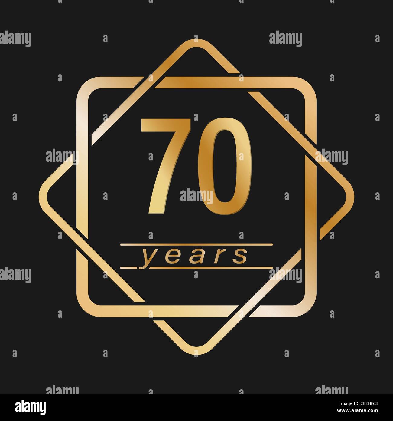 70 years. Stylized gold lettering for congratulations. Flat style Stock ...