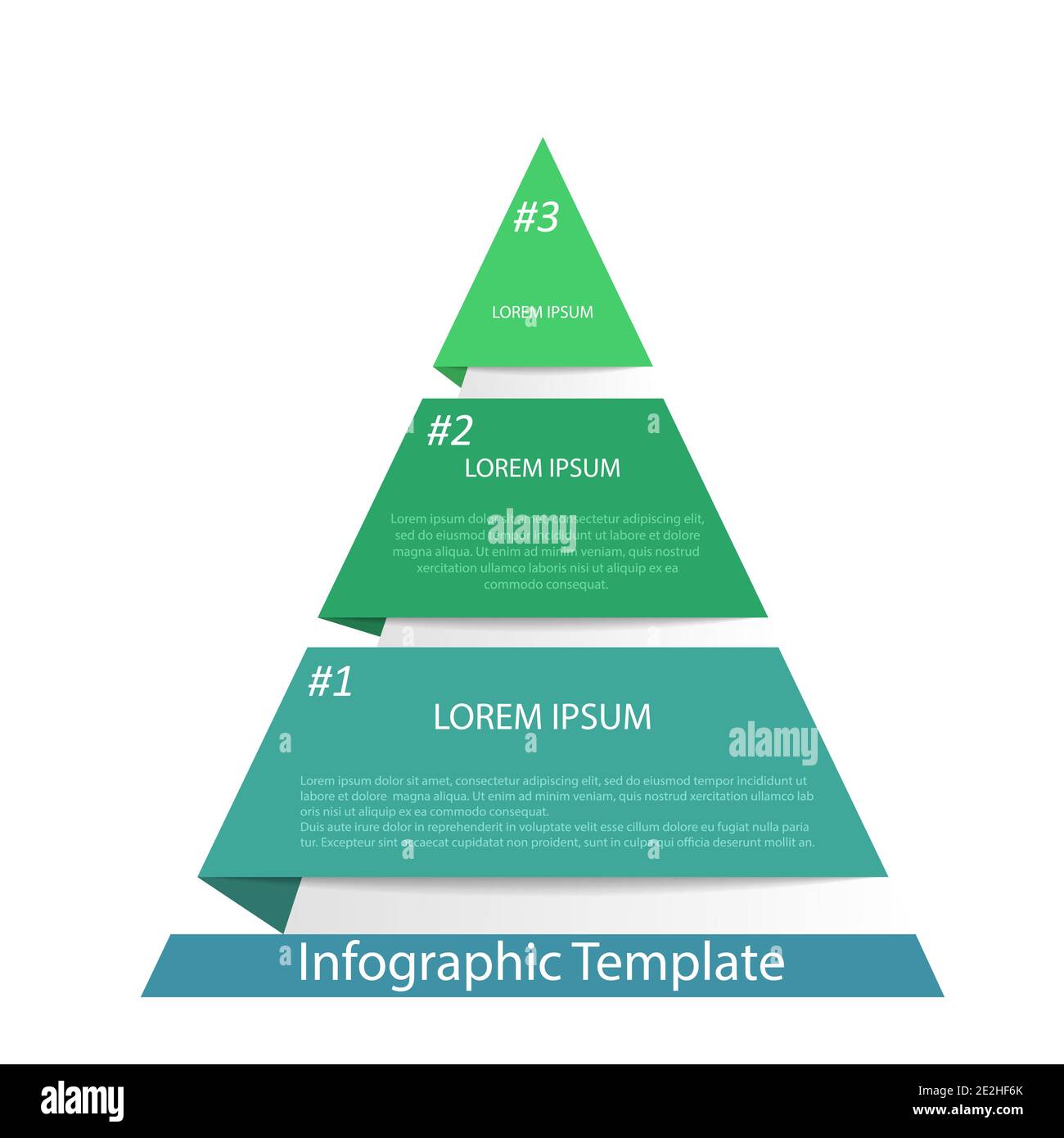 Infographic pyramid. The triangle diagram is divided into 3 parts ...