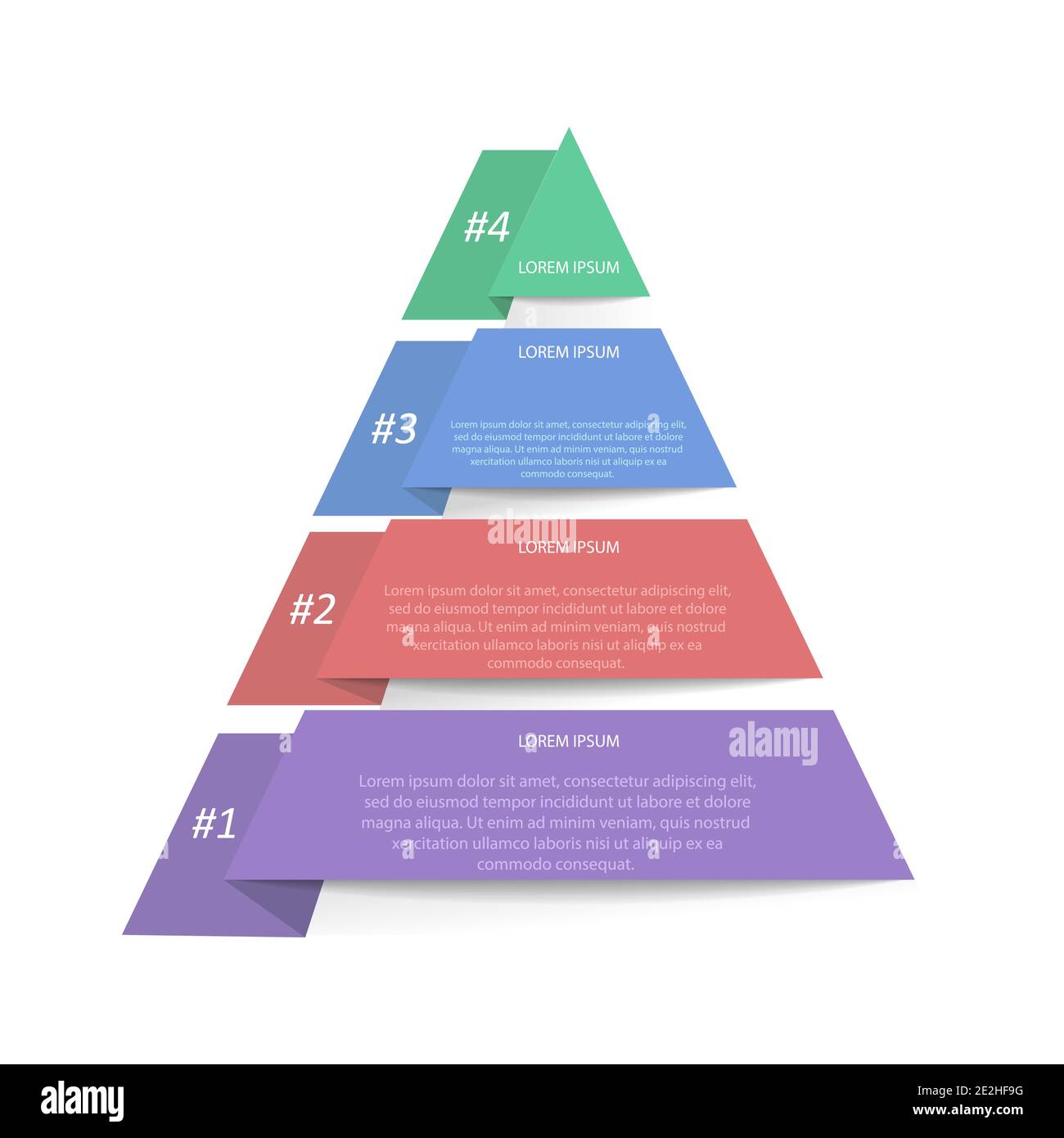 Infographic pyramid. The triangle diagram is divided into 4 parts ...