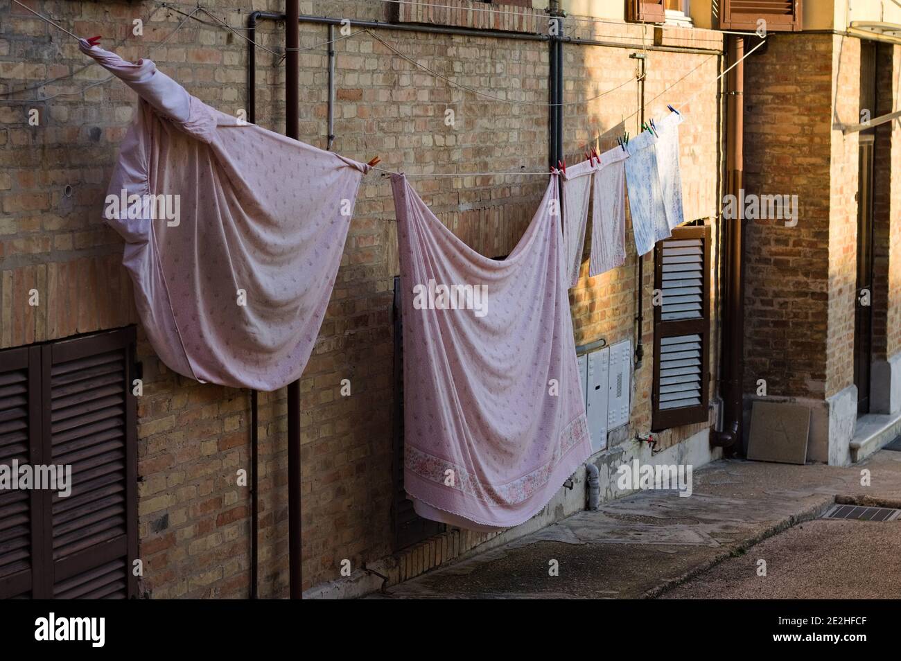 Drying sheets indoors hi-res stock photography and images - Alamy