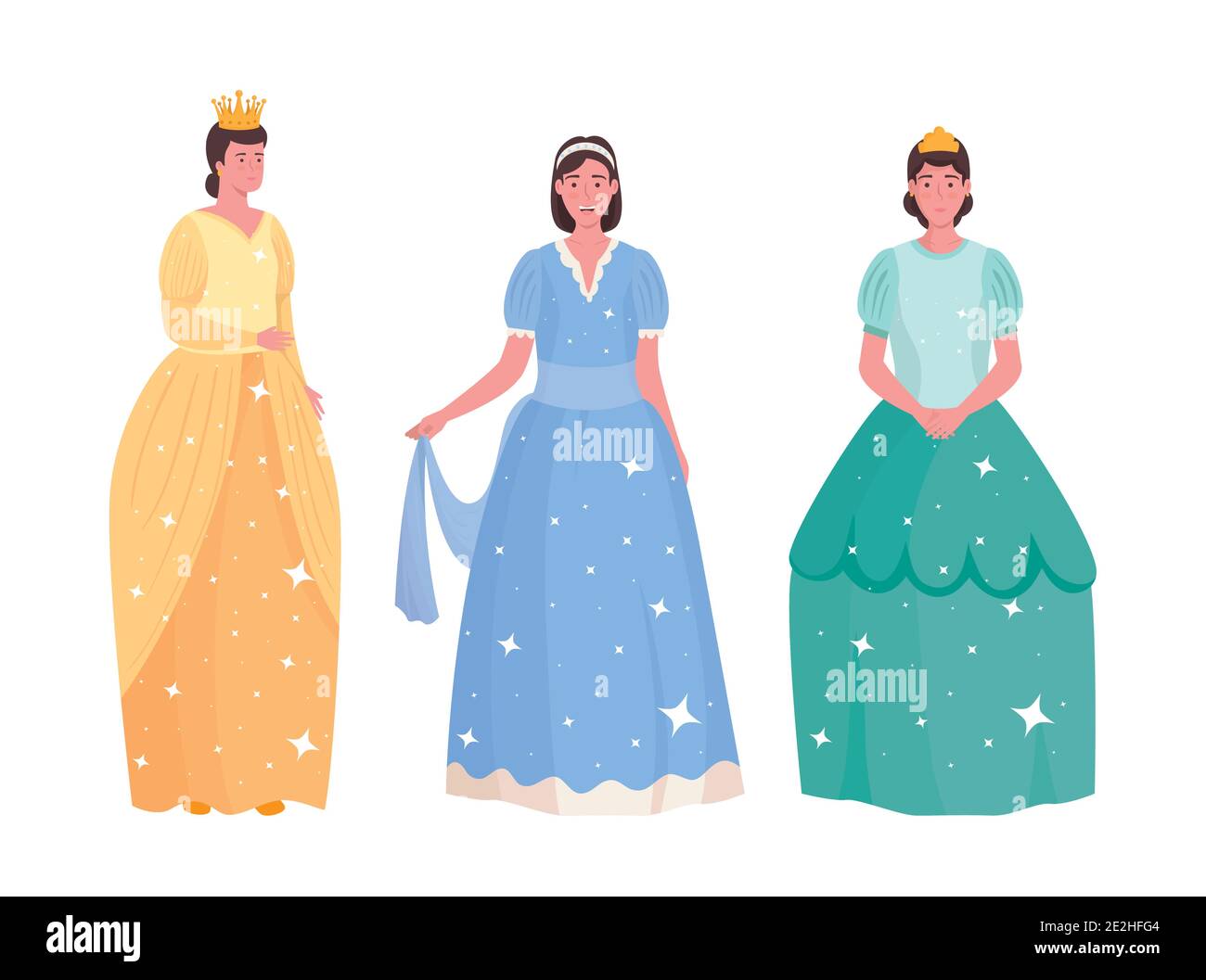 Fairytale princesses and queen cartoon vector design Stock Vector Image ...