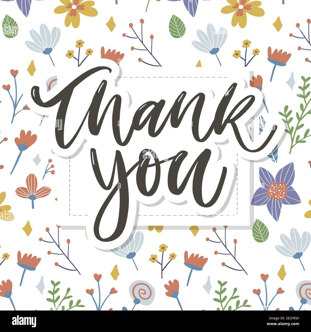 Cute Thank You Script Card Stock Vector Image & Art - Alamy