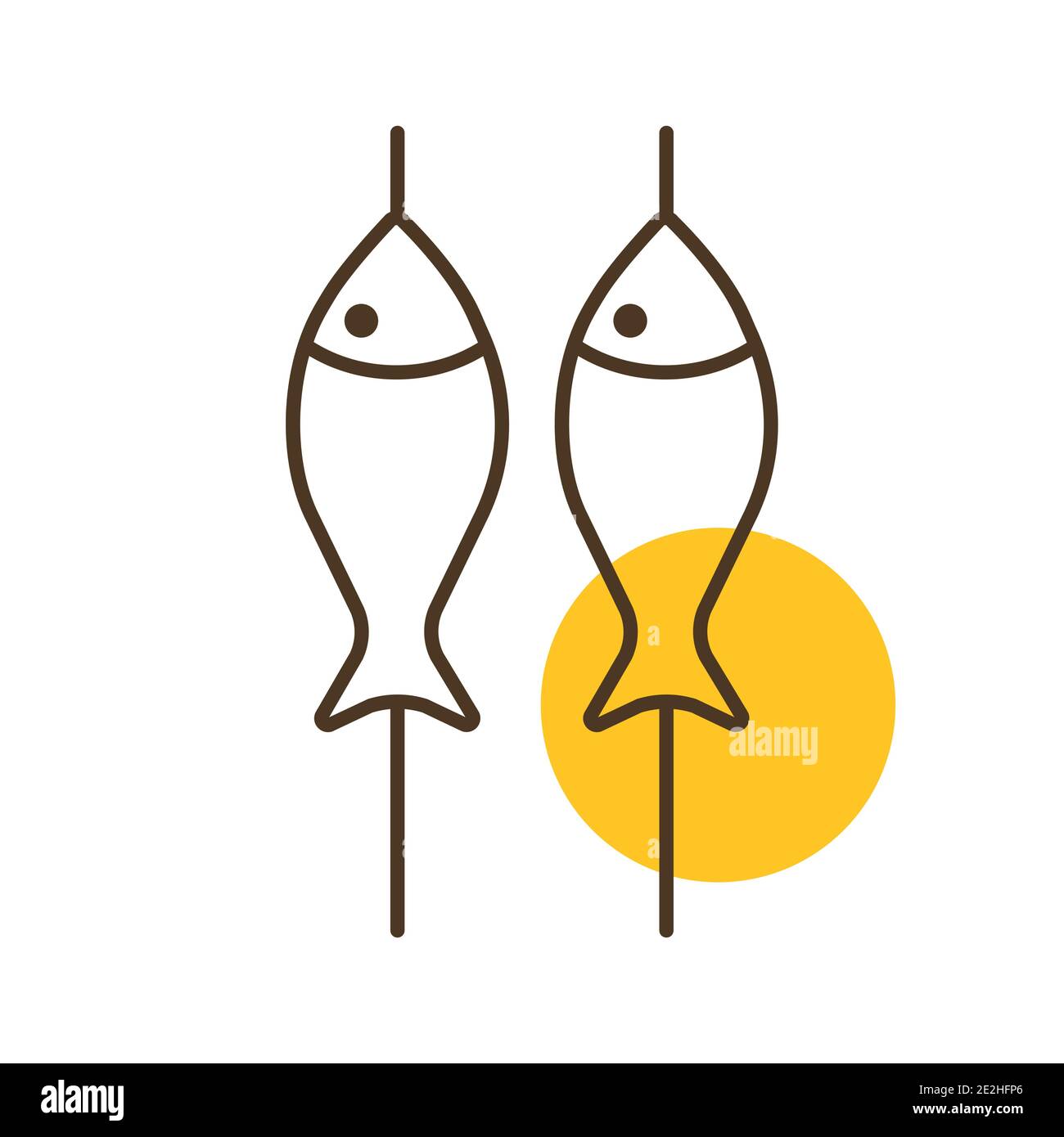 Fish roast on the barbecue grill vector icon. Graph symbol for cooking ...