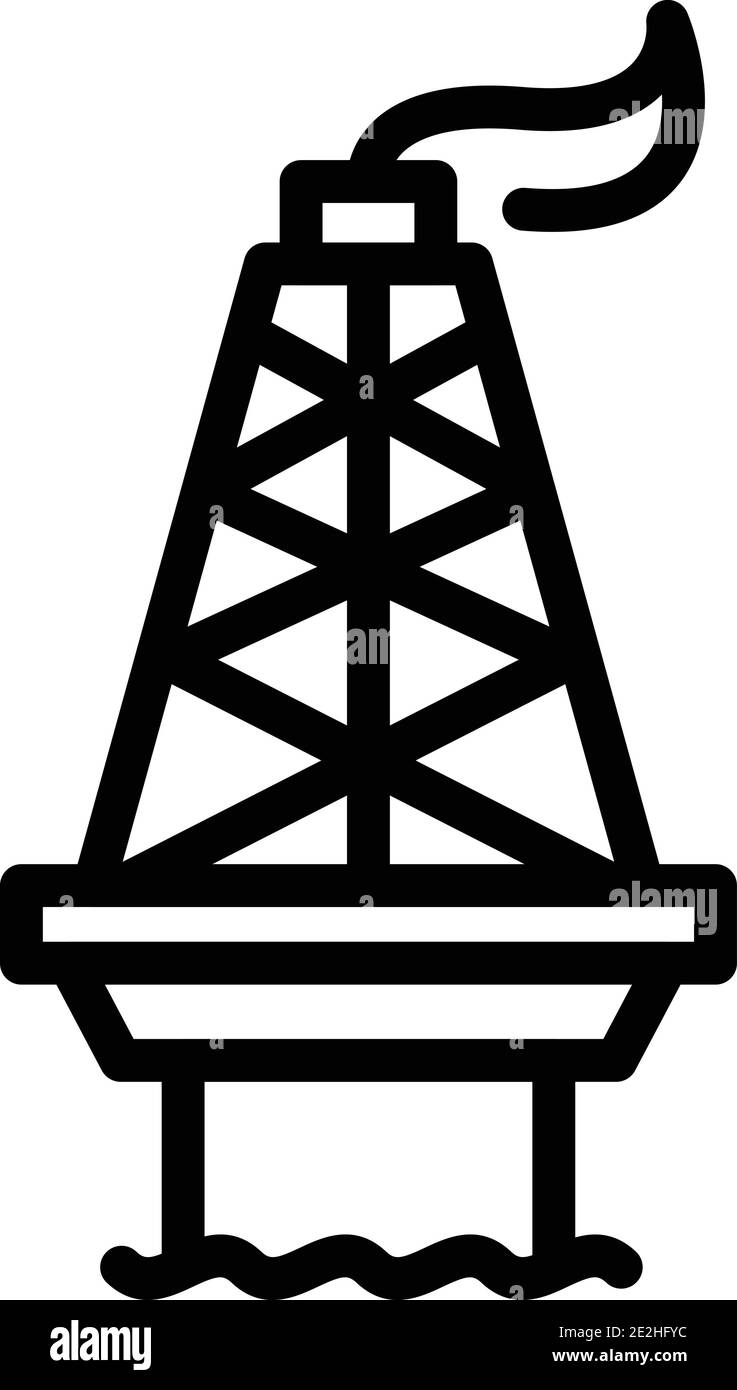 Gas sea drilling rig icon. Outline gas sea drilling rig vector icon for ...