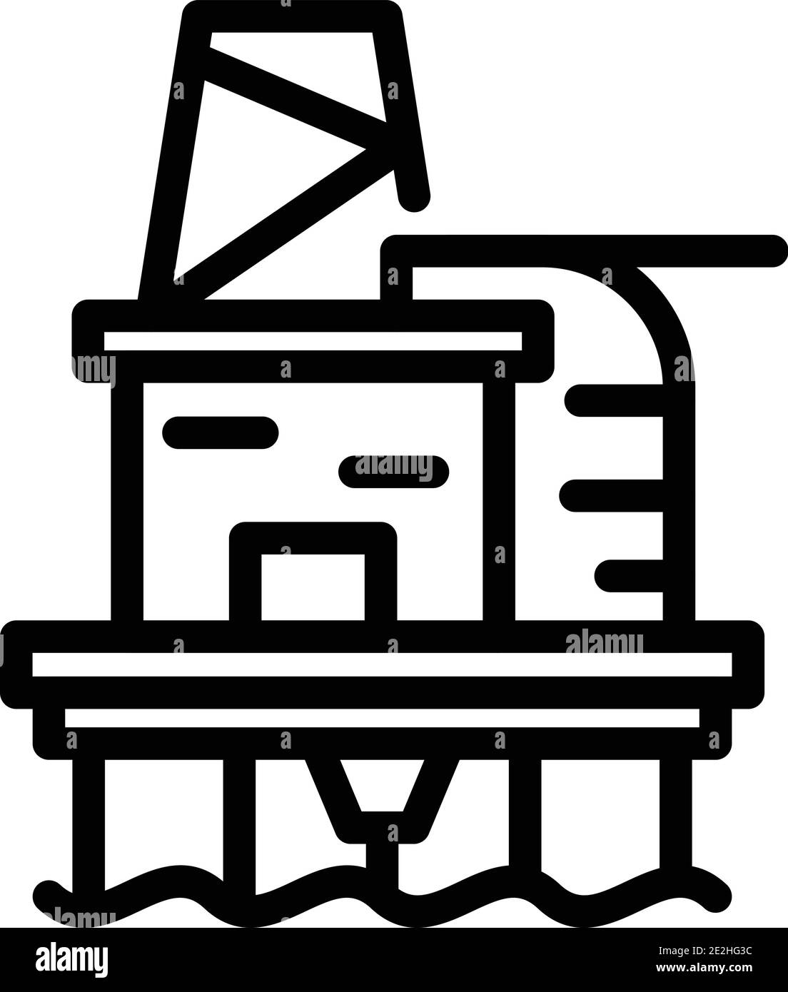 Factory sea drilling rig icon. Outline factory sea drilling rig vector ...