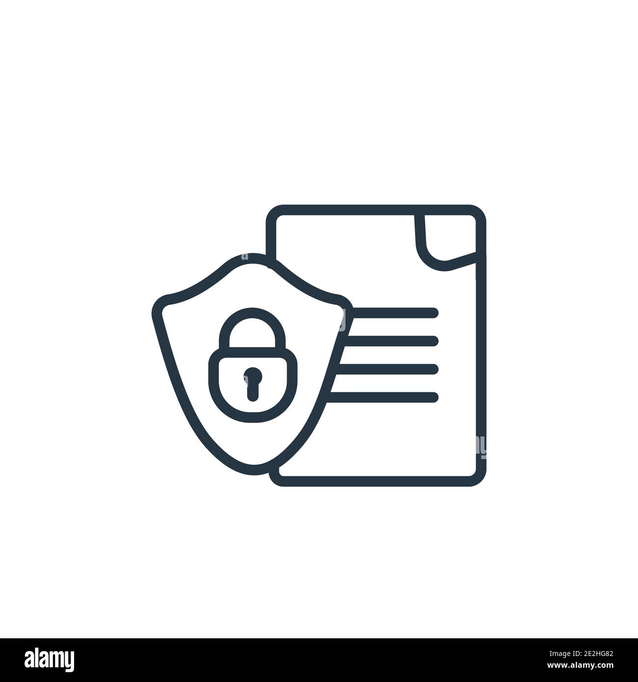 File security outline vector icon. Thin line black file security icon ...