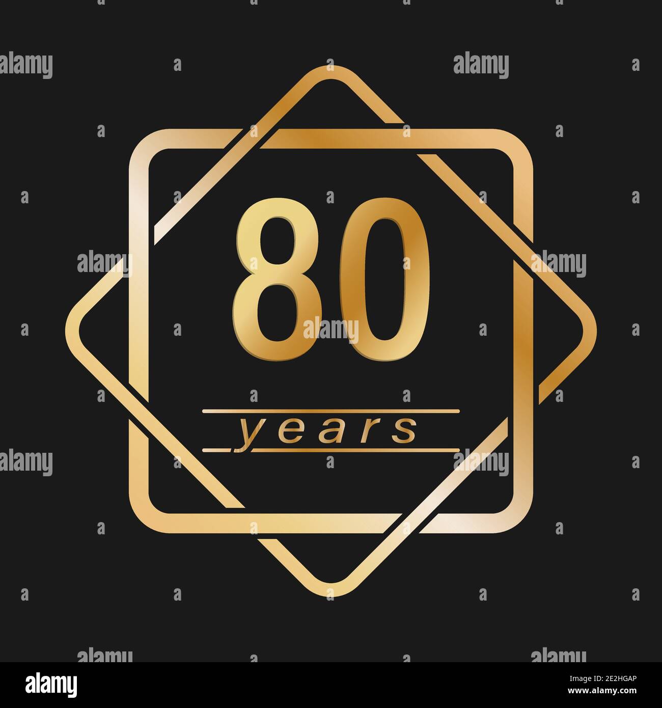 80 years. Stylized gold lettering for congratulations. Flat style Stock ...