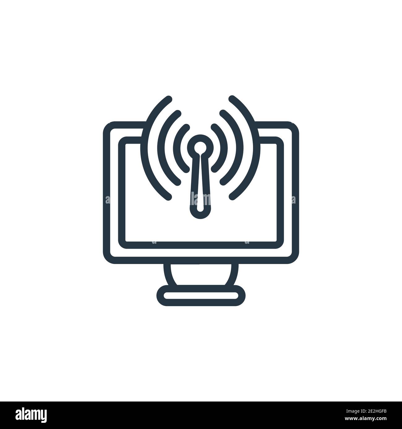 Wireless connection outline vector icon. Thin line black wireless connection icon, flat vector ...