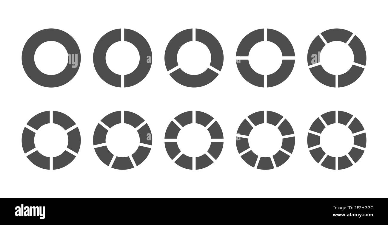 A set of pie charts for the user interface. A circular graph with steps ...