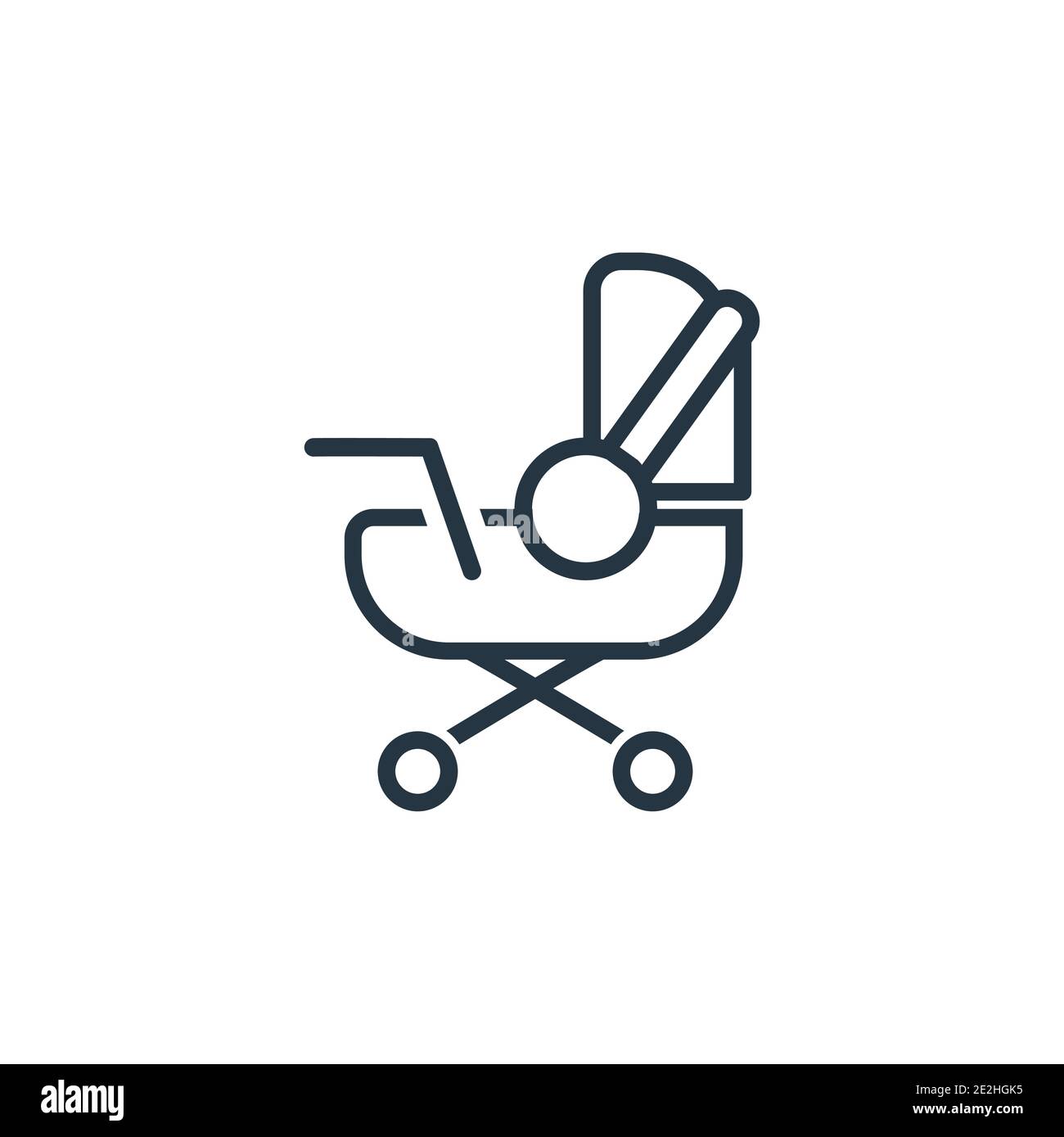 Baby carriage outline vector icon. Thin line black baby carriage icon ...