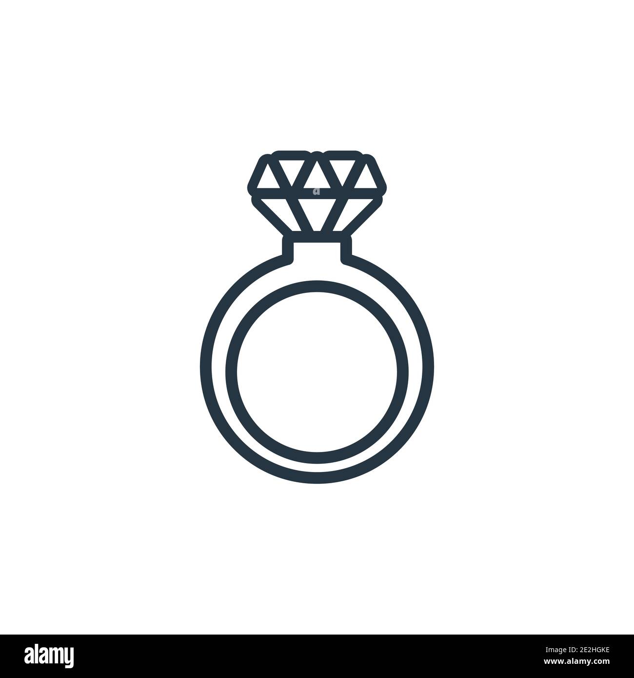 Diamond ring outline vector icon. Thin line black diamond ring icon ...