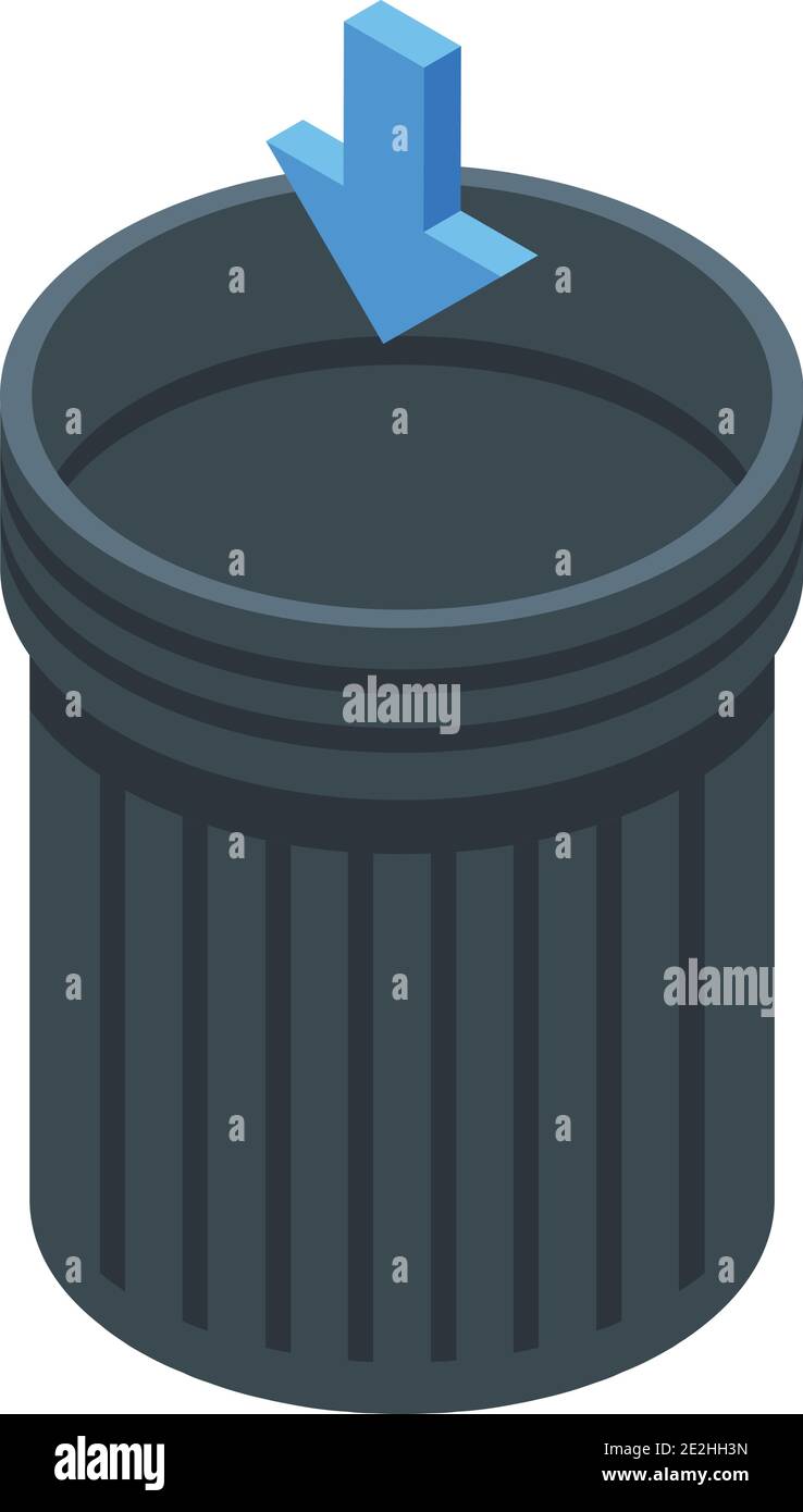 Trash container icon. Isometric of trash container vector icon for web ...