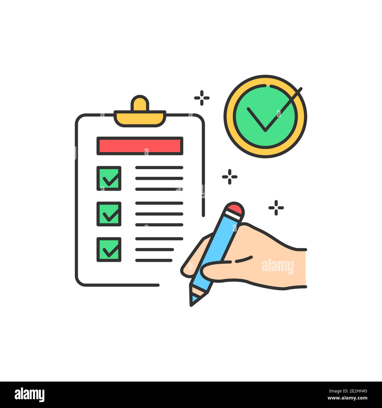 Sign a contract color line icon. Crowdfunding. Sign for web page, app ...