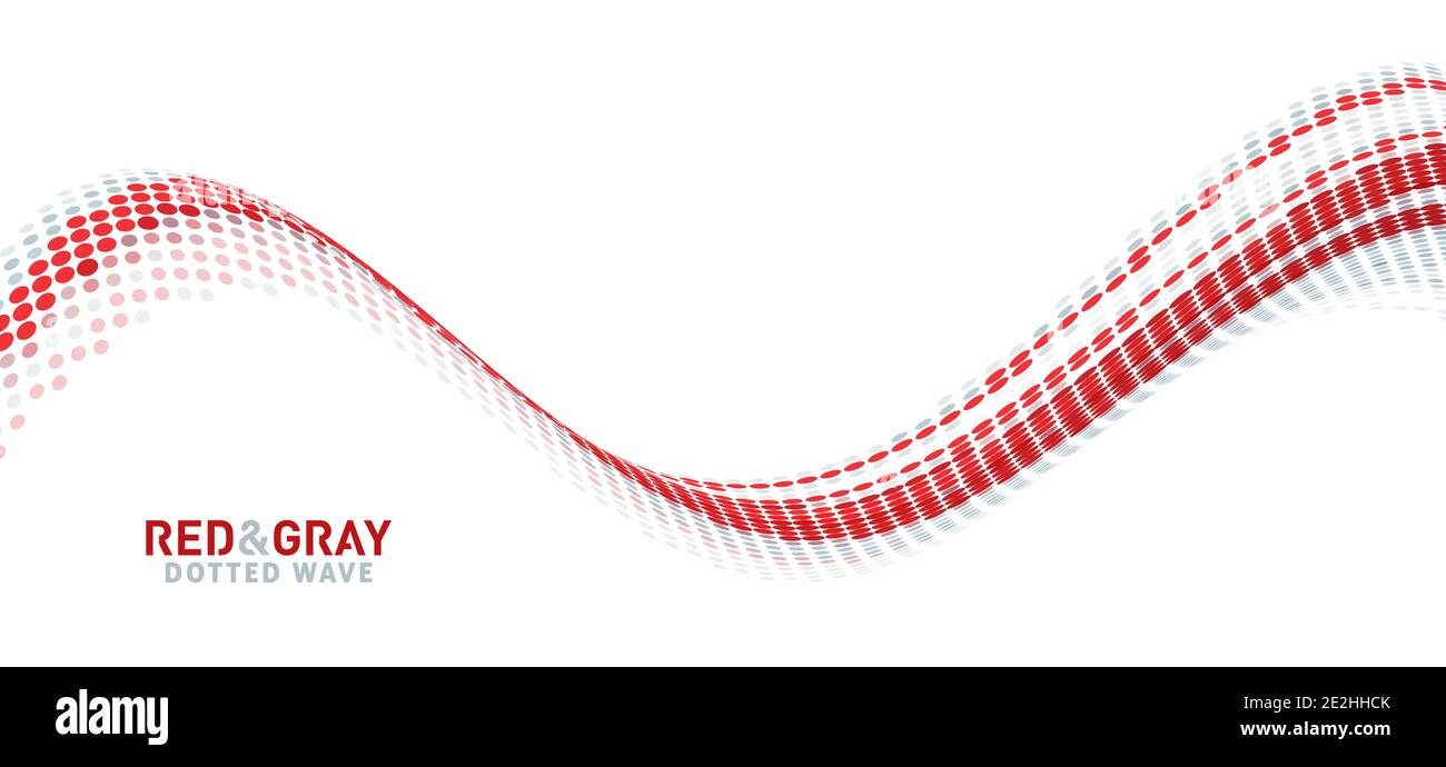 Abstract simple red and gray dotted wave on white background. Vector ... Abstract simple red and gray dotted wave on white background. Vector ...