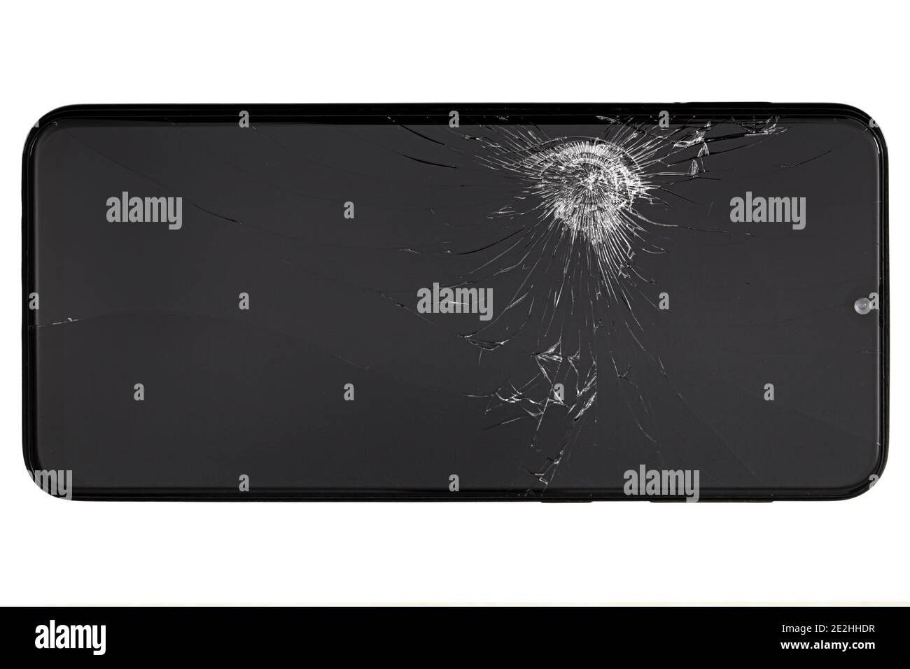 Smartphone with broken display screen, isolated on white background ...