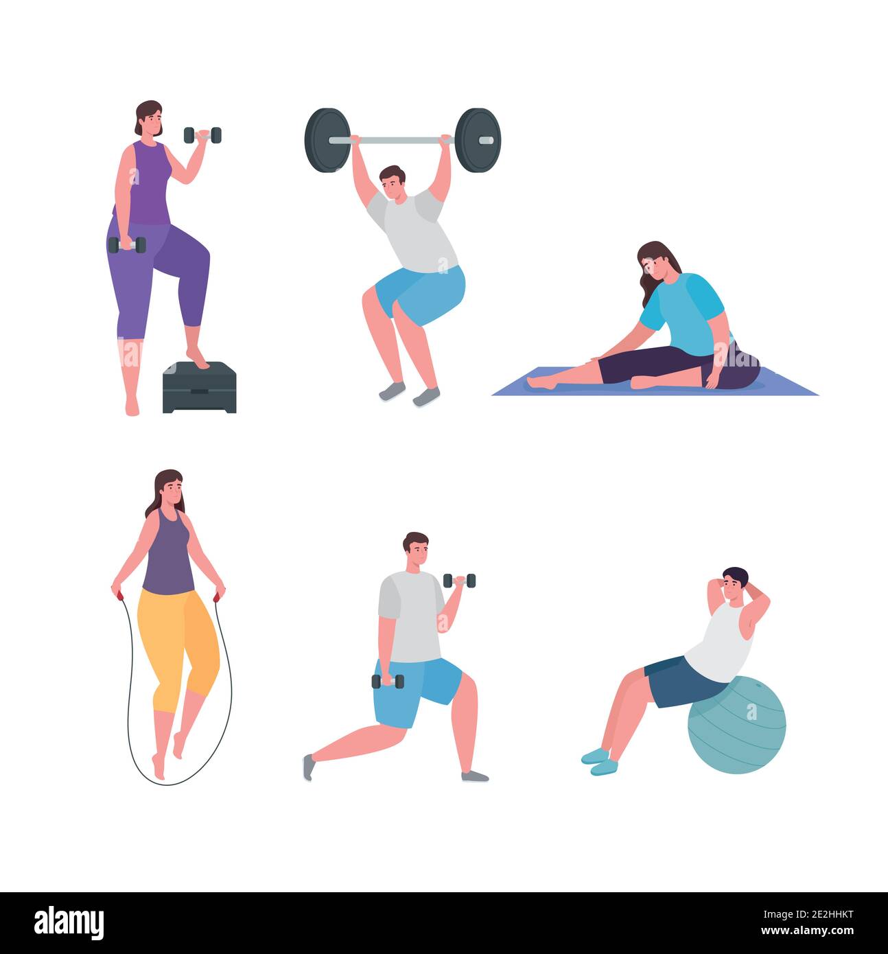 People doing exercise symbol set vector design Stock Vector Image & Art ...