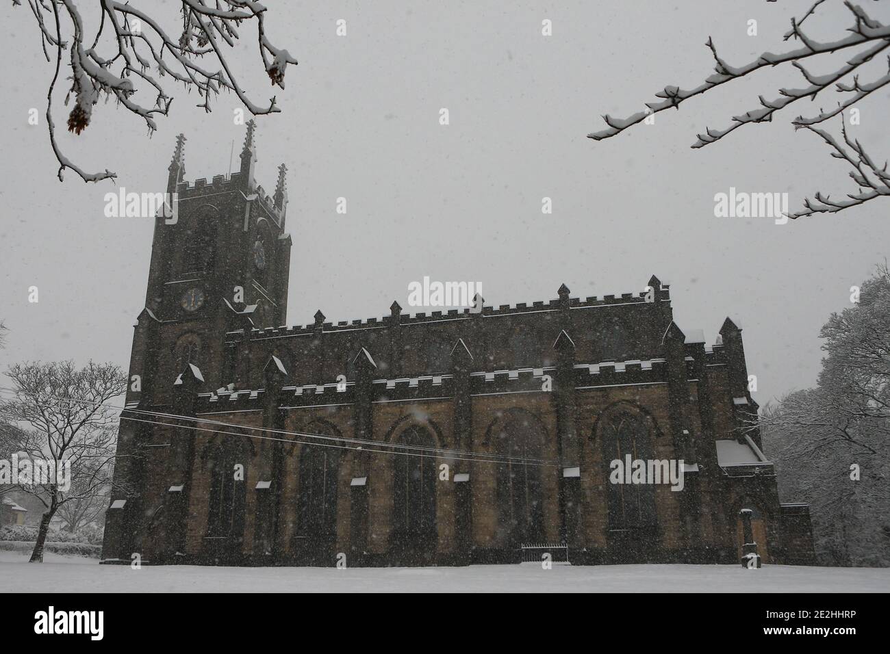 Pudsey, Leeds, West Yorkshire, UK. 14th Jan, 2021. Pudsey Parish Church ...