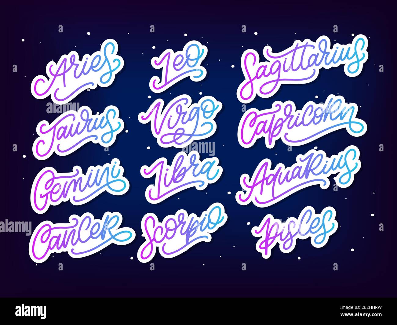 Zodiac lettering Vector Sign. Cartoon astrology text illustration ...