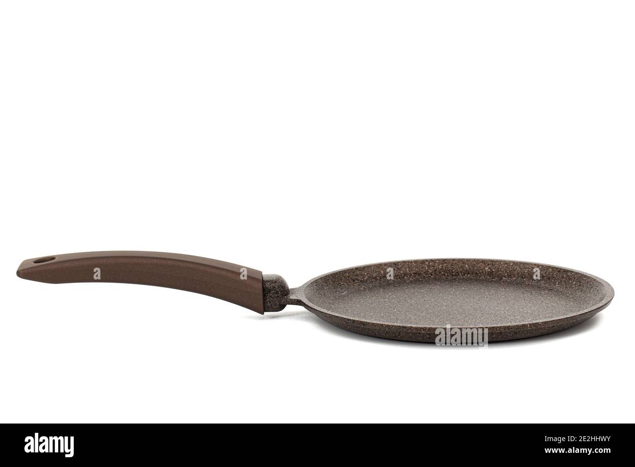 Brown frying pan with non-stick, isolated on white background Stock ...