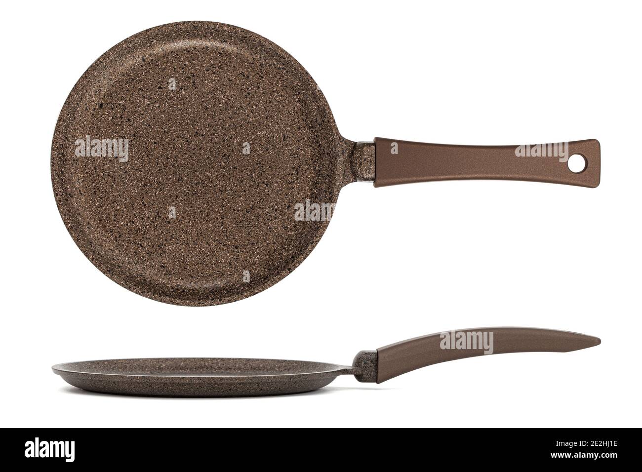 Brown frying pan with non-stick, isolated on white background Stock ...