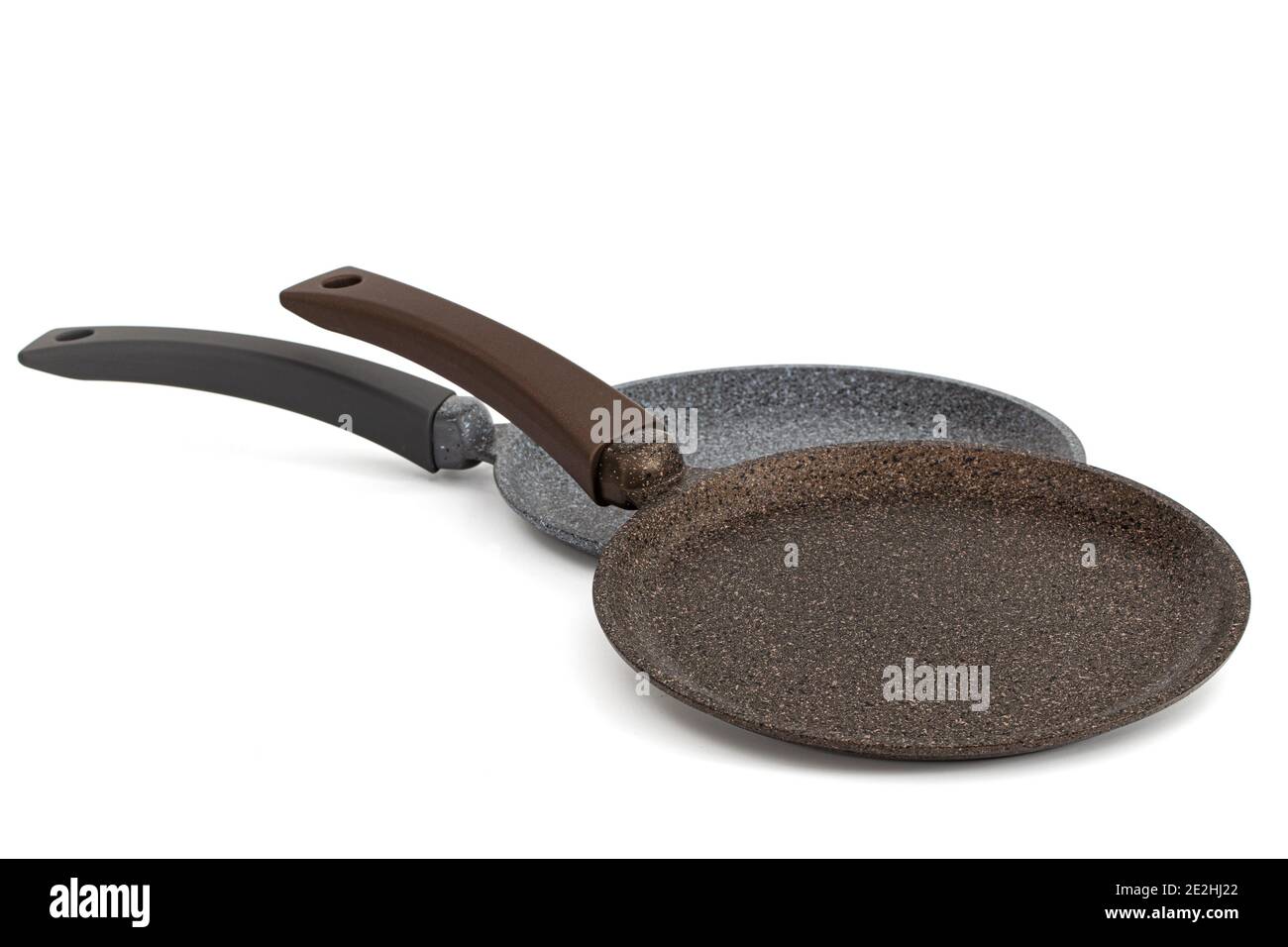 Two frying pan with non-stick, isolated on white background Stock Photo ...