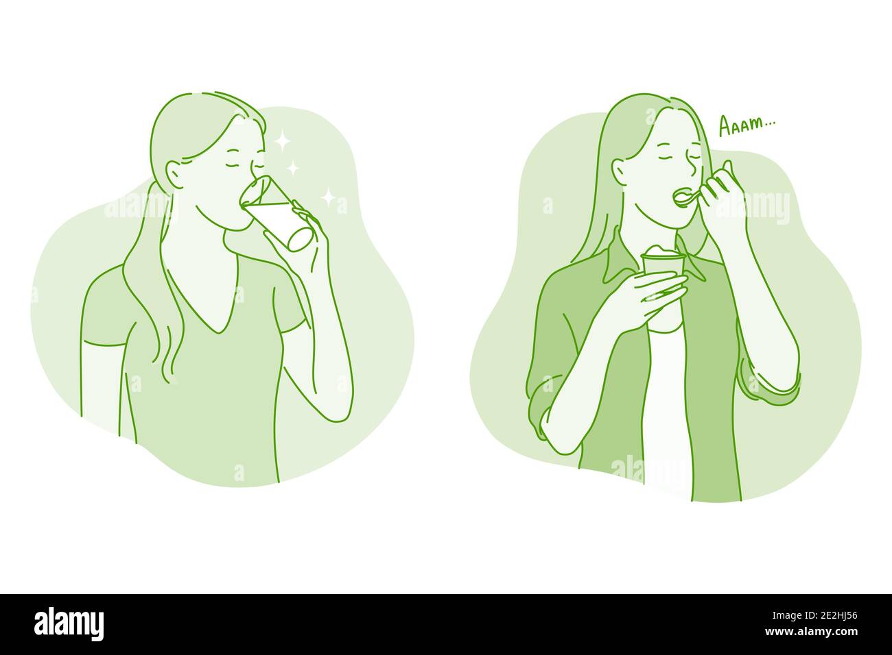 Girl drinking juice Stock Vector Images - Alamy