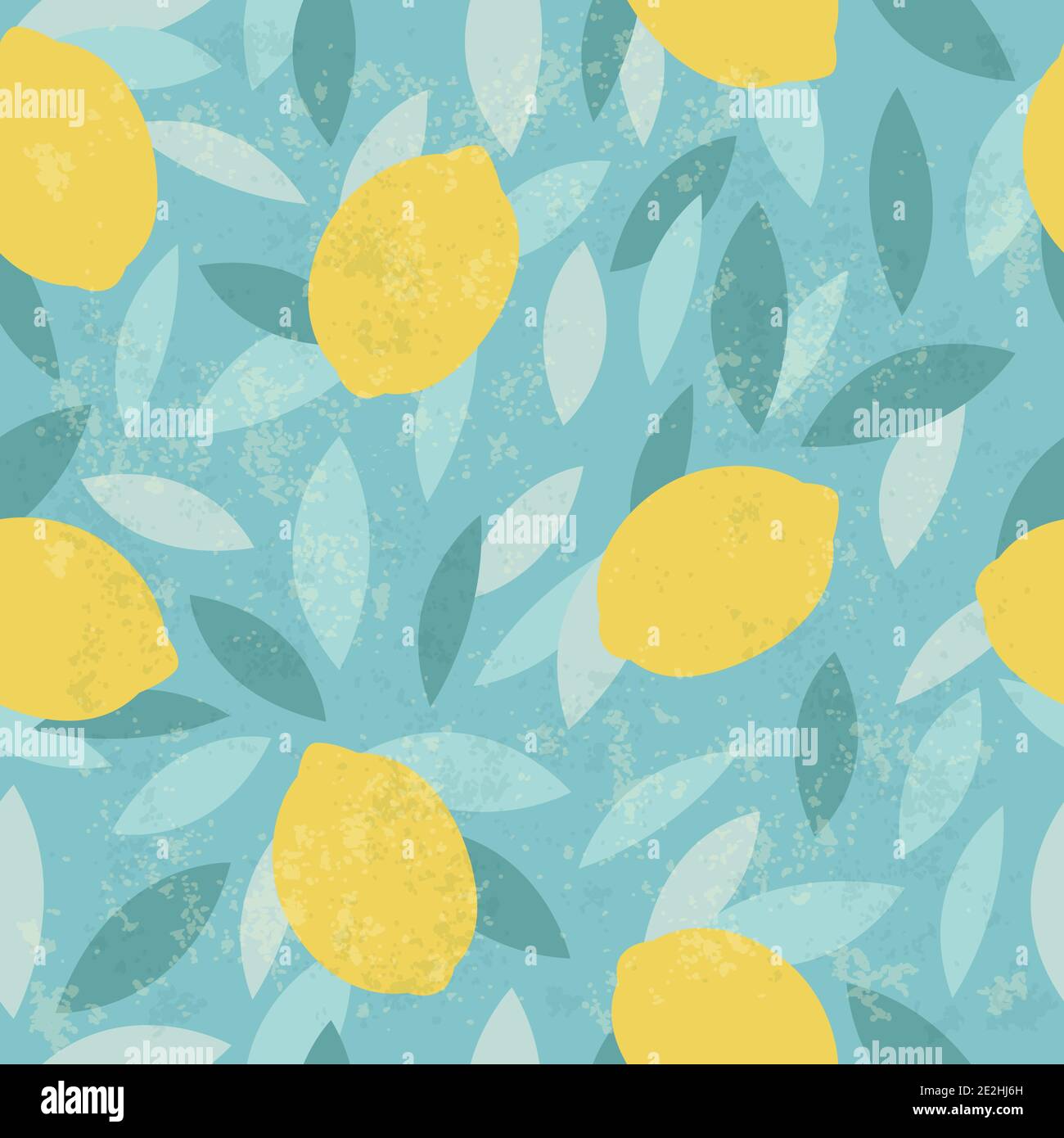 Lemon seamless pattern vector illustration. Summer design repeated textile with citrus fruits ...