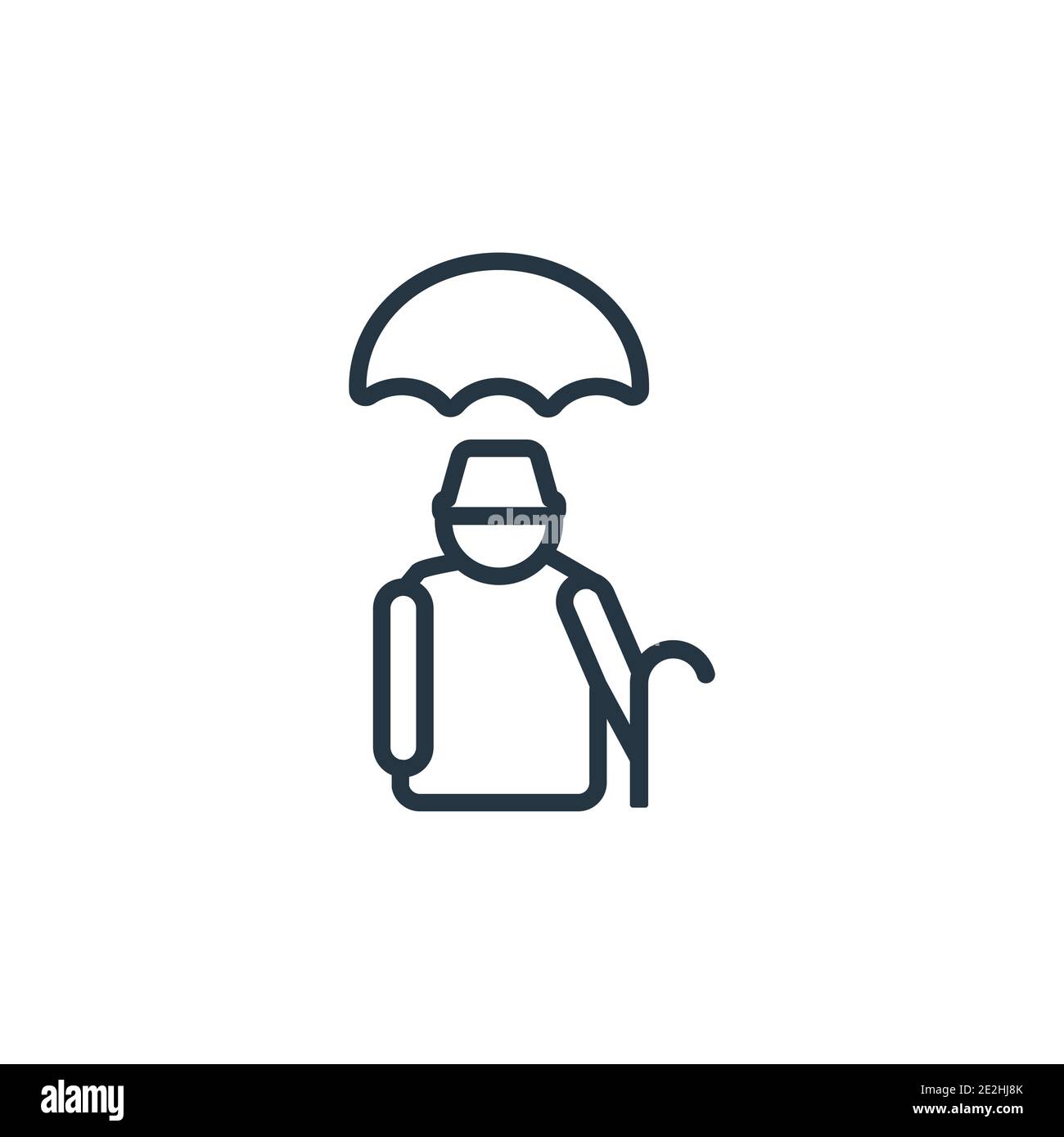 Elderly outline vector icon. Thin line black elderly icon, flat vector ...