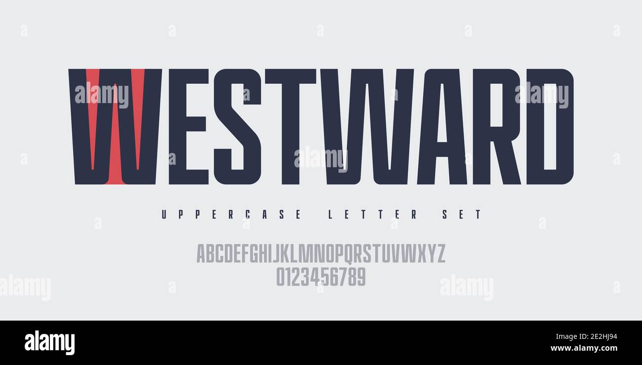 Vector narrow sans serif font, uppercase letter set, alphabet ...