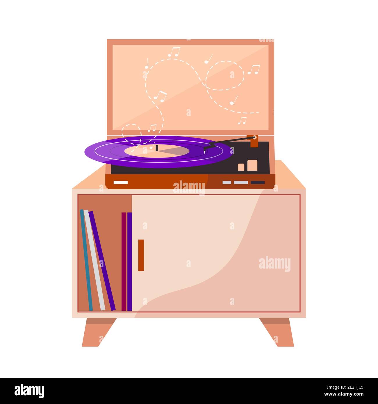 Bedside table , turntable for vinyl record. Interior design for cozy ...