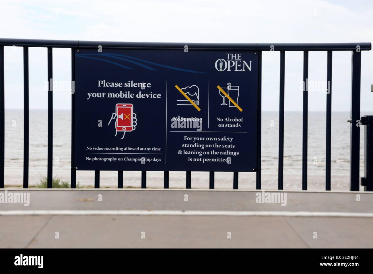 Royal Troon, Ayrshire, Scotland, UK. Warning & information sign on ...