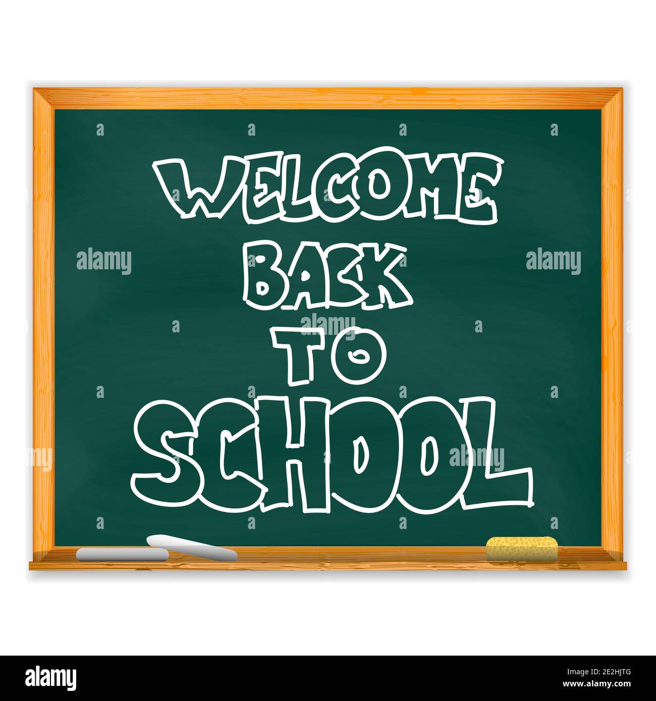 Realistic chalkboard text back school hi-res stock photography and ...