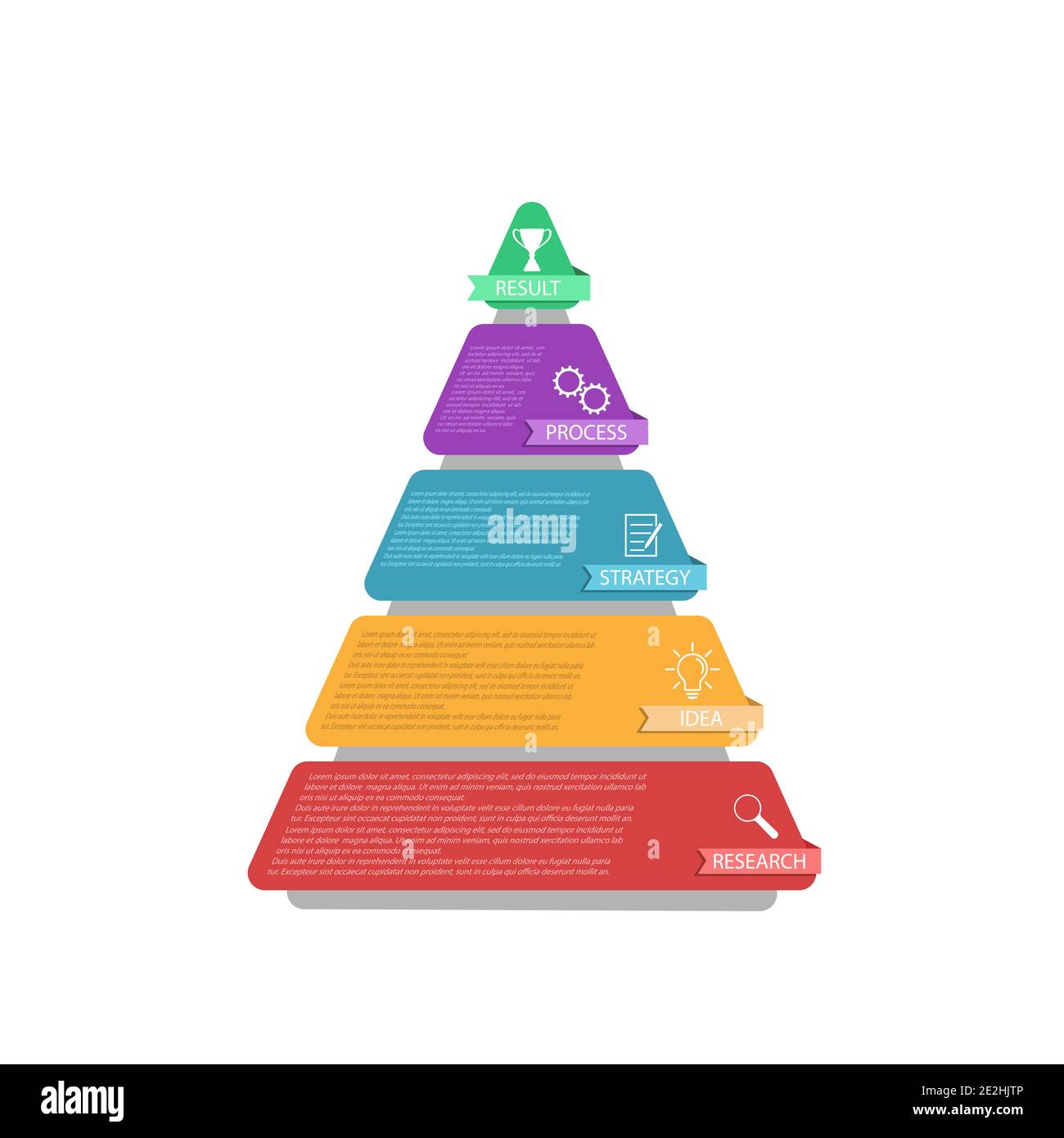 Infographic pyramid. The triangle diagram is divided into 5 parts ...