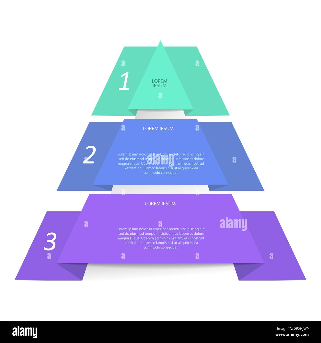 Infographic pyramid. The triangle diagram is divided into 3 parts ...