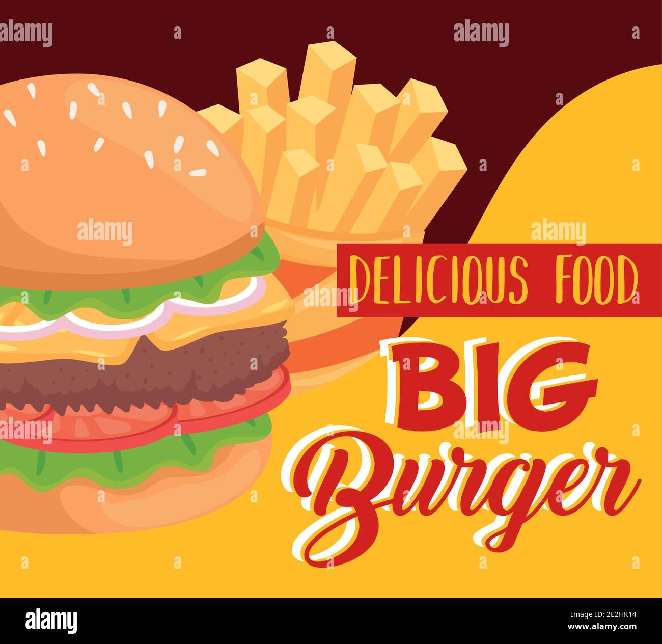 Fast food hamburger and french fries vector design Stock Vector Image ...