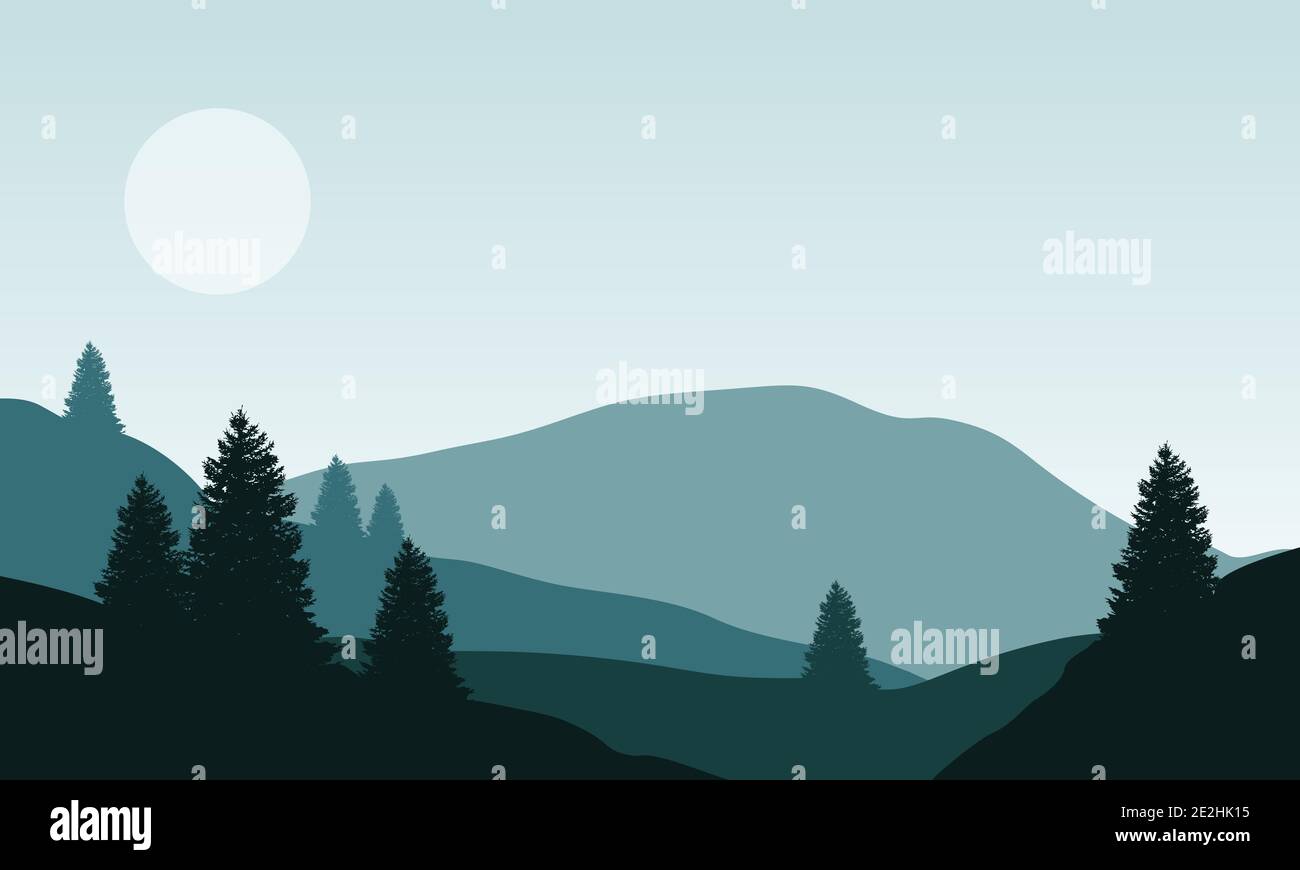 Very nice natural scenery when the sun rises in the morning. Vector ...