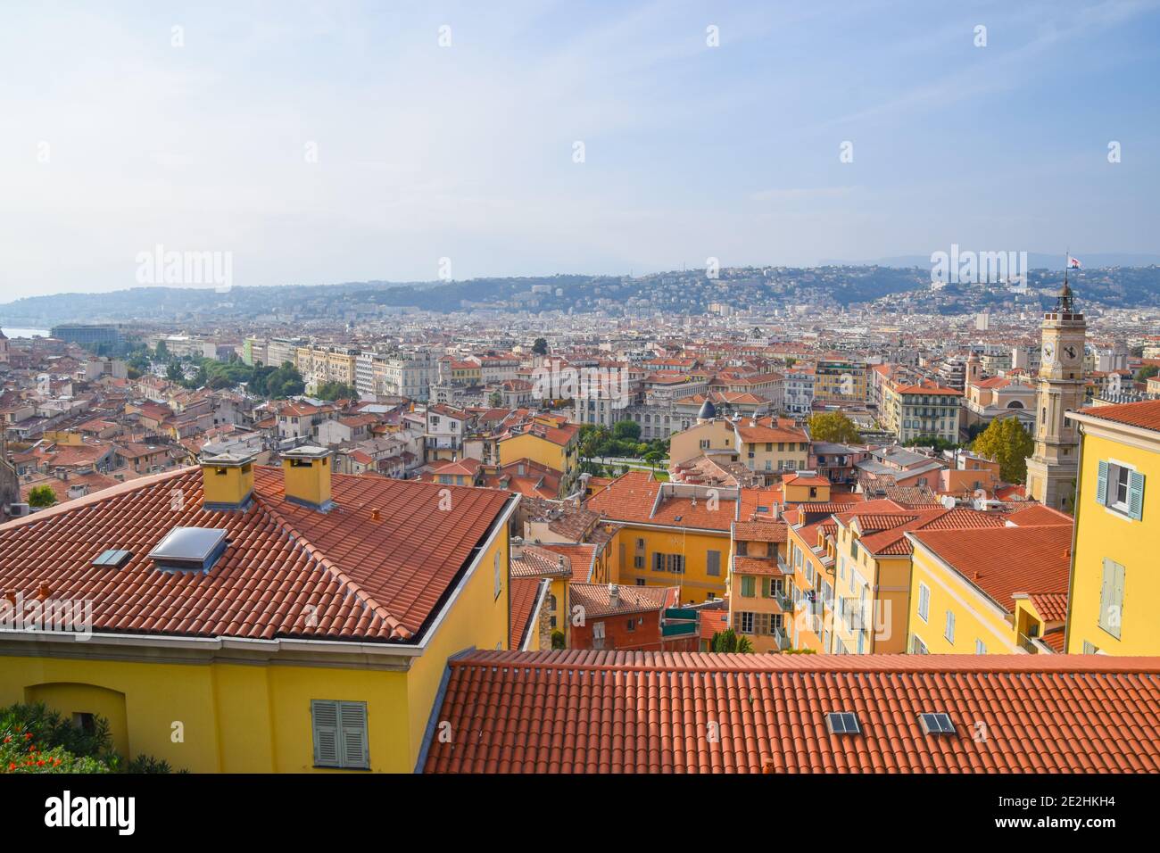 Nice, France. 12th October 2019. Aerial panoramic view of Old Nice ...