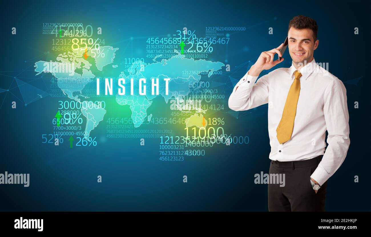 Businessman in front of a decision with INSIGHT inscription, business ...