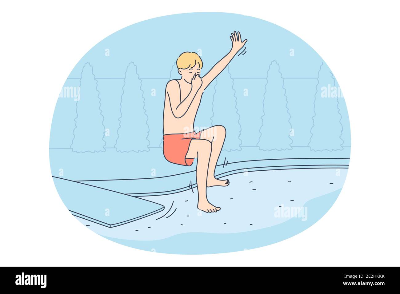 Cartoon boy diving in sea hi-res stock photography and images - Alamy