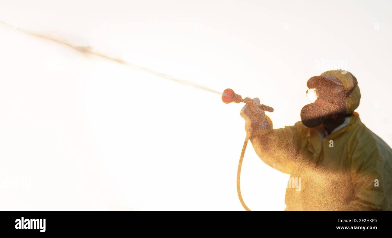 Weed insecticide fumigation. Organic ecological agriculture. Spray ...