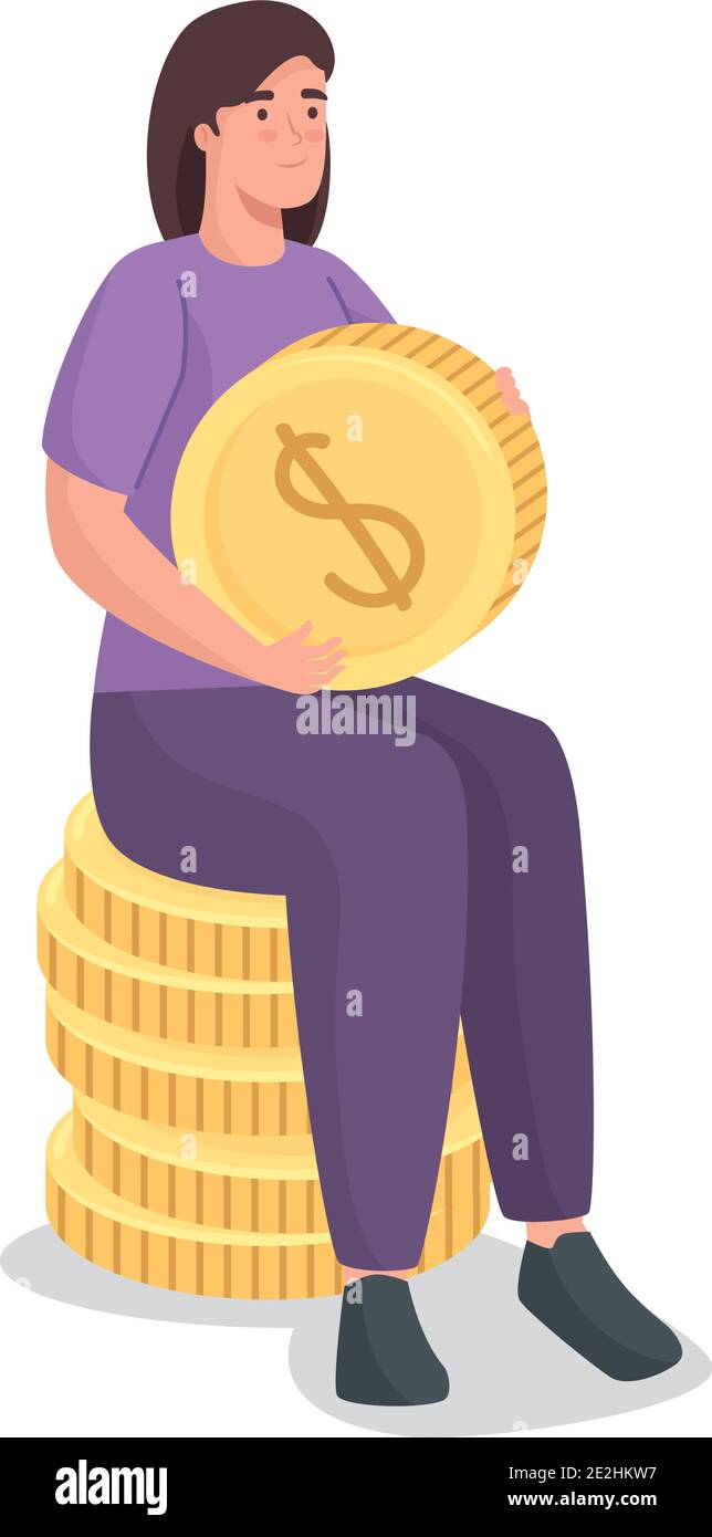 Woman holding coins Stock Vector Images - Alamy