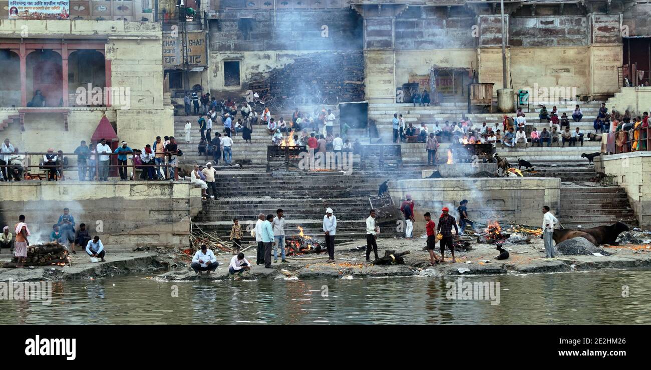 Varanasi (ex-Bénares), Uttar Pradesh, India. Two ghats are dedicated to ...