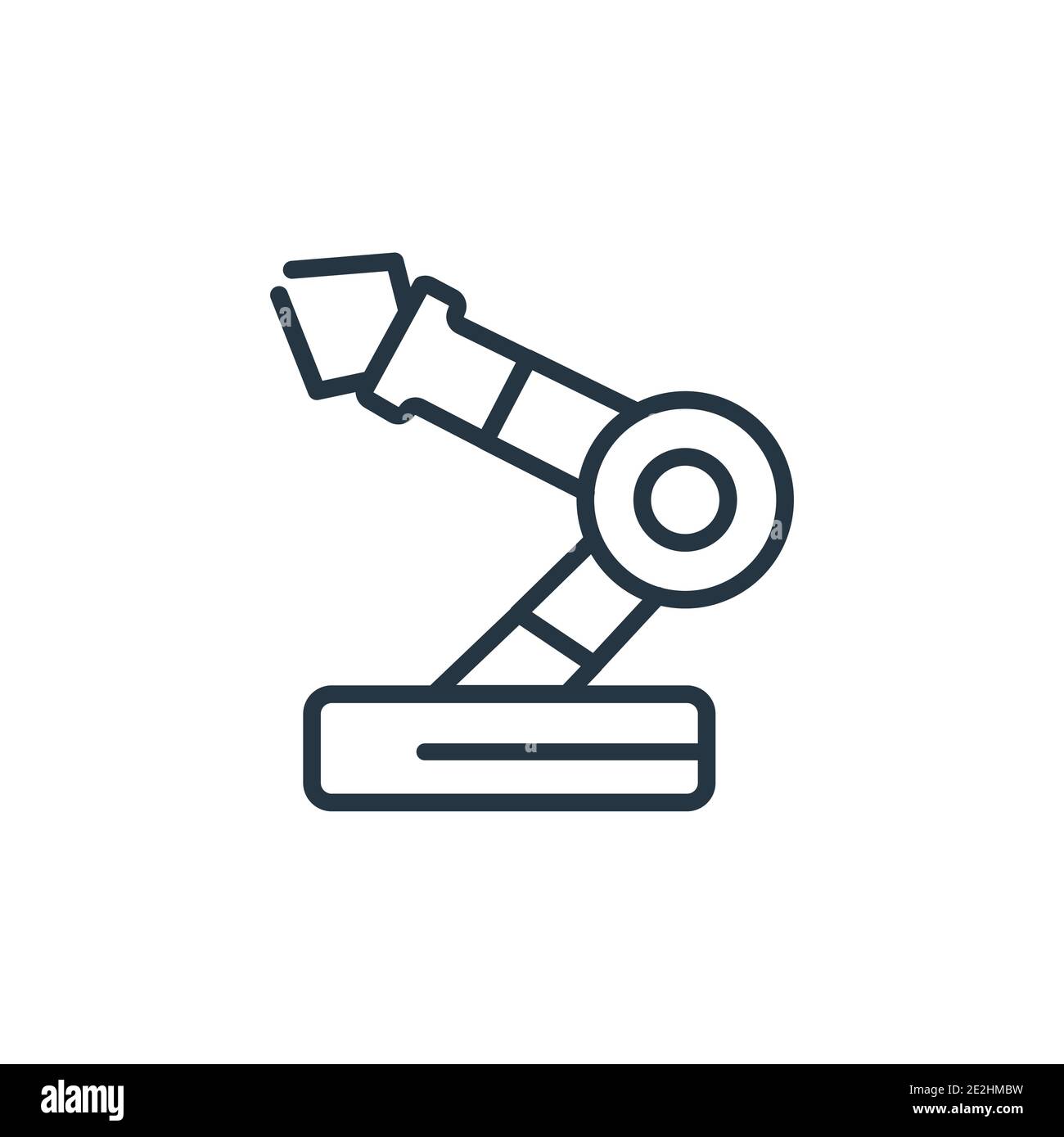 Robotic arm, outline vector icon. Thin line black robotic arm, icon, flat vector simple element ...