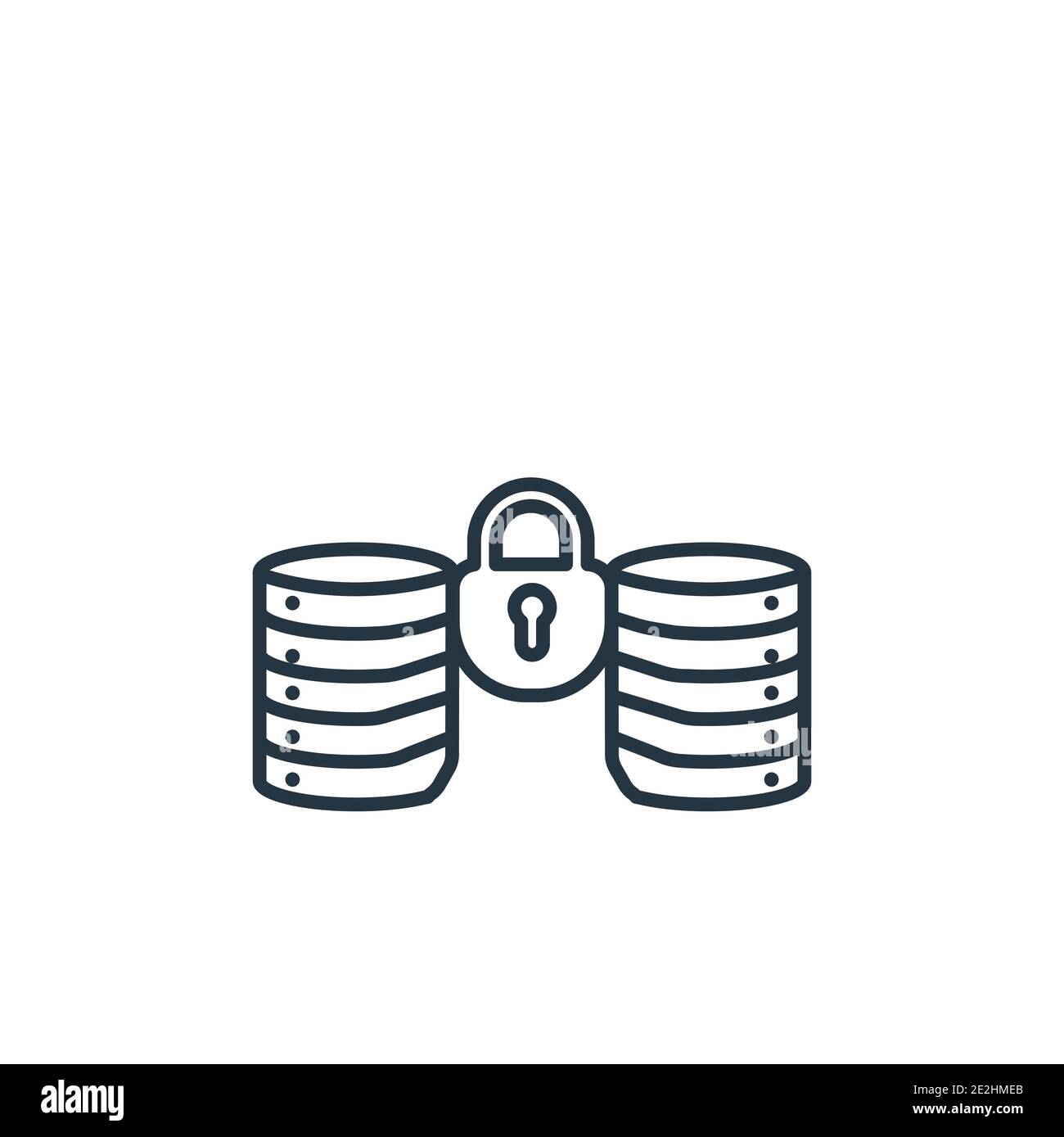 Data protection outline vector icon. Thin line black data protection ...