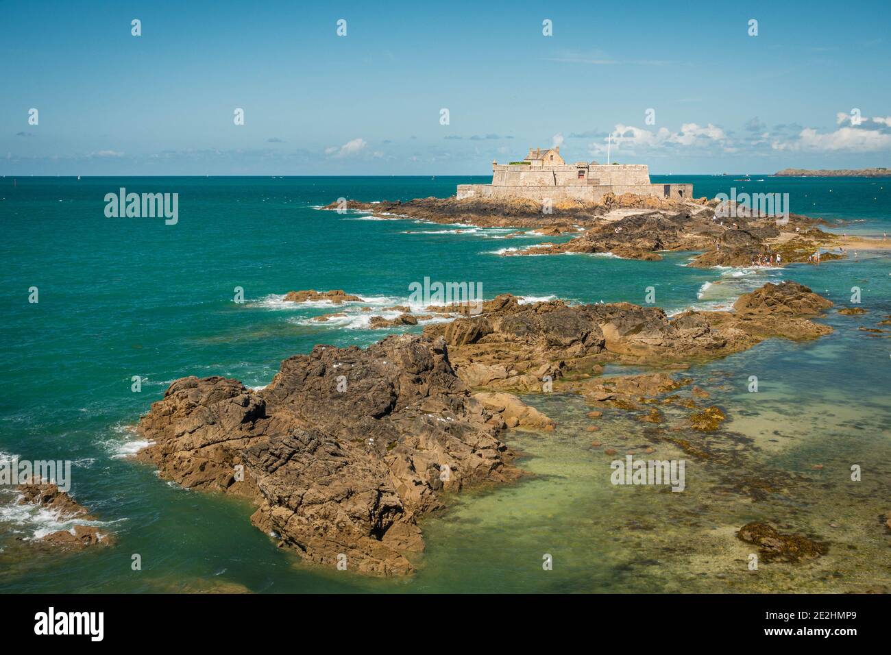 Fort National fortress in Saint-Malo, on tidal island Petit Be, France ...