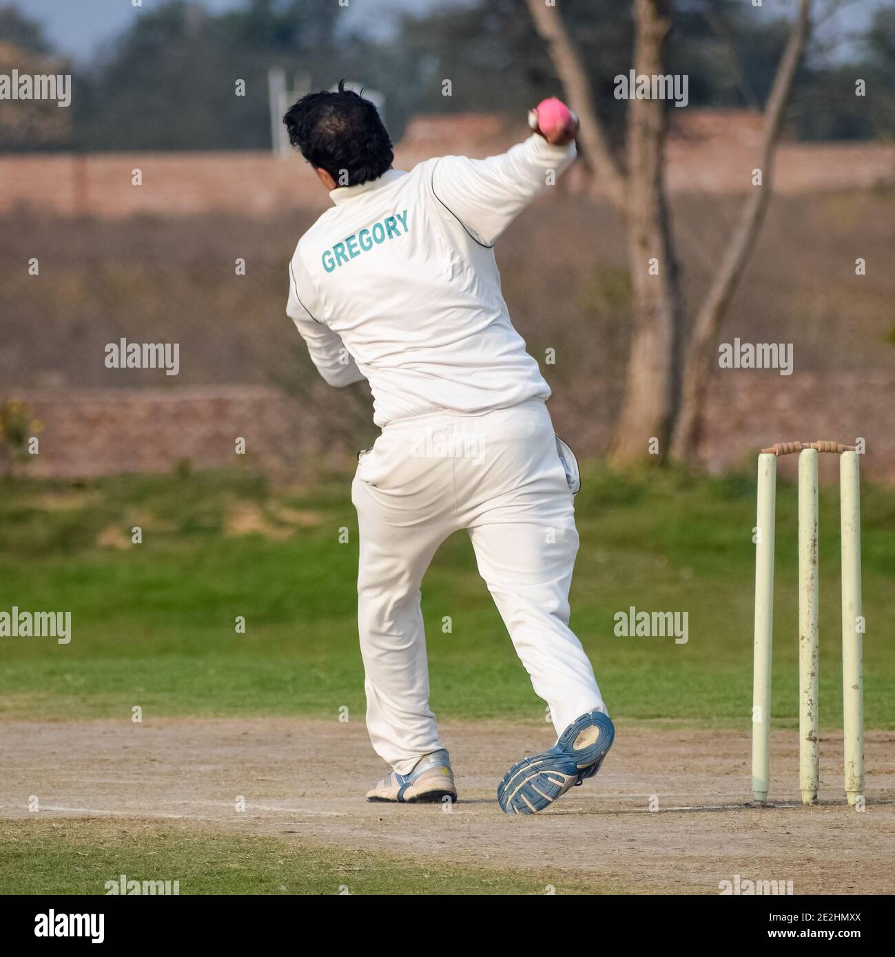 New Delhi India – July 01 2018 : Full length of cricketer playing on ...