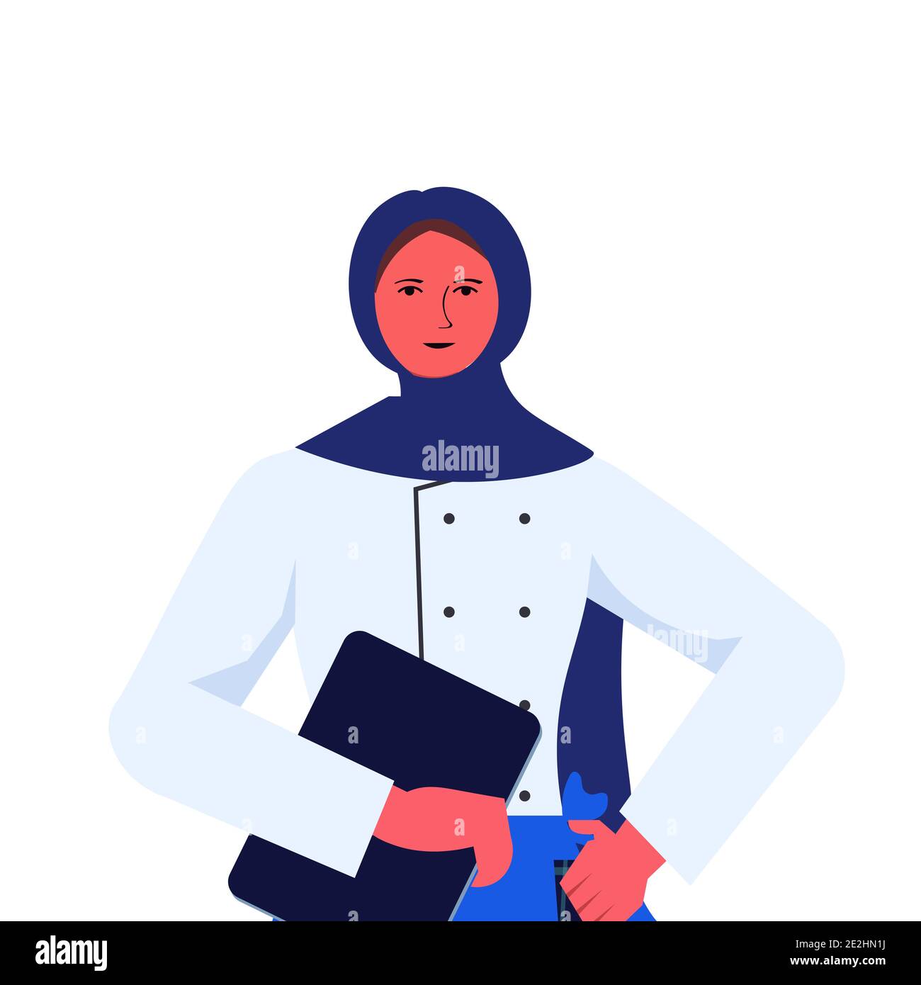 female cook in uniform arab woman chef holding tablet pc cooking food ...