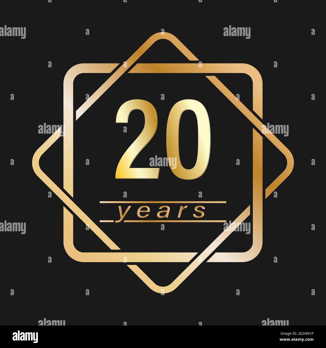 20 years. Stylized gold lettering for congratulations. Flat style Stock ...
