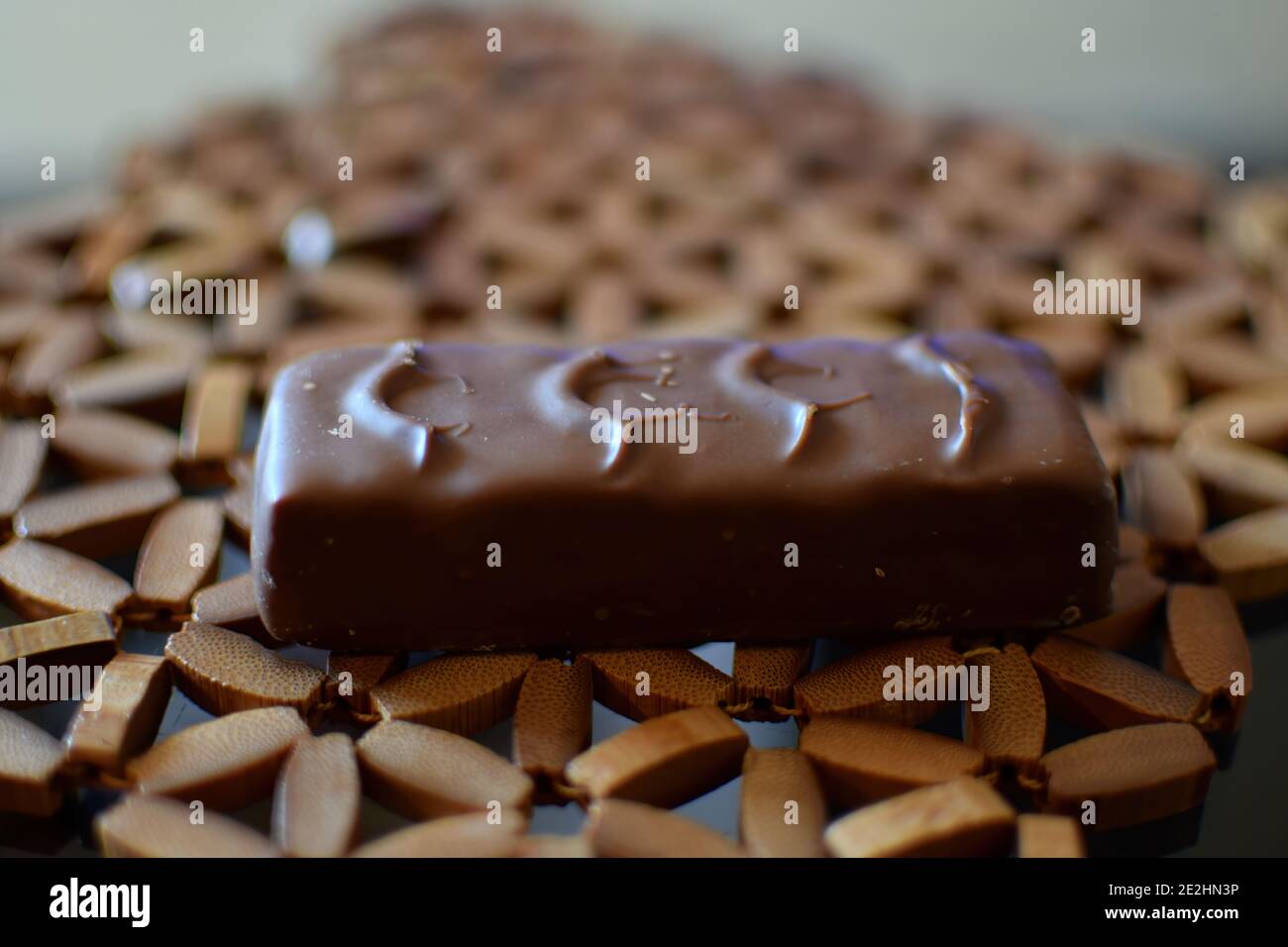 Closeup shot of a chocolate bar on the table Stock Photo - Alamy